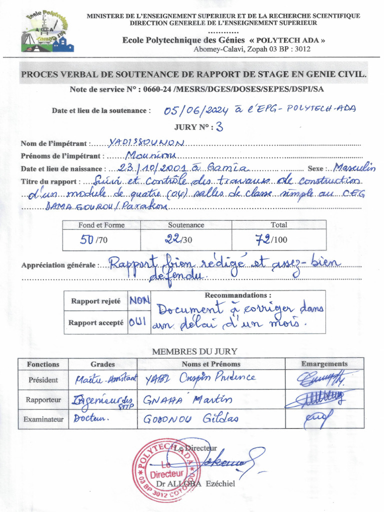 PV de Soutenance | PDF