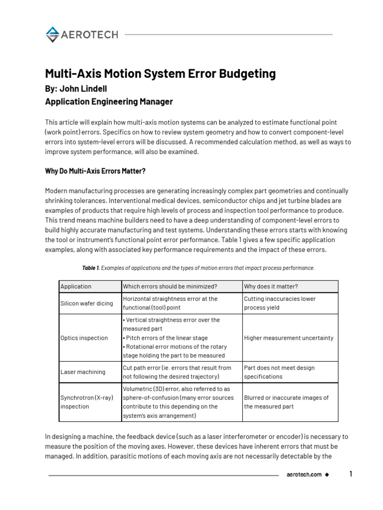 Multi Axis Motion System Error Budgeting | PDF | Rotation | Cartesian ...