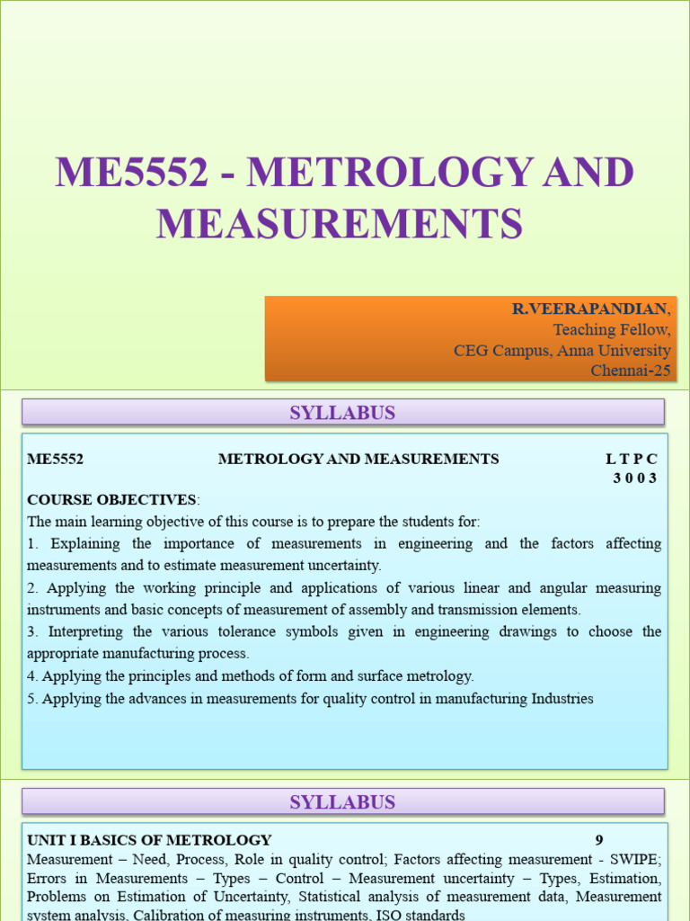 Unit-I Basics of Metrology | PDF | Observational Error | Accuracy And Precision