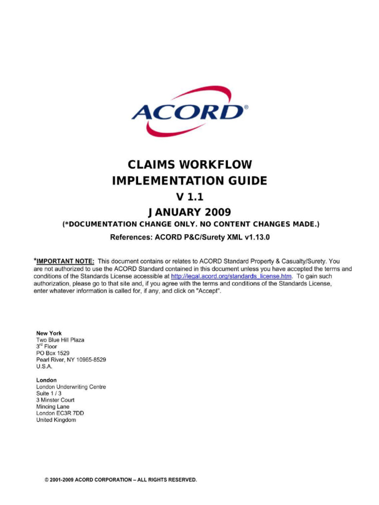 Claims Workflow Implementation Guide Acord | PDF