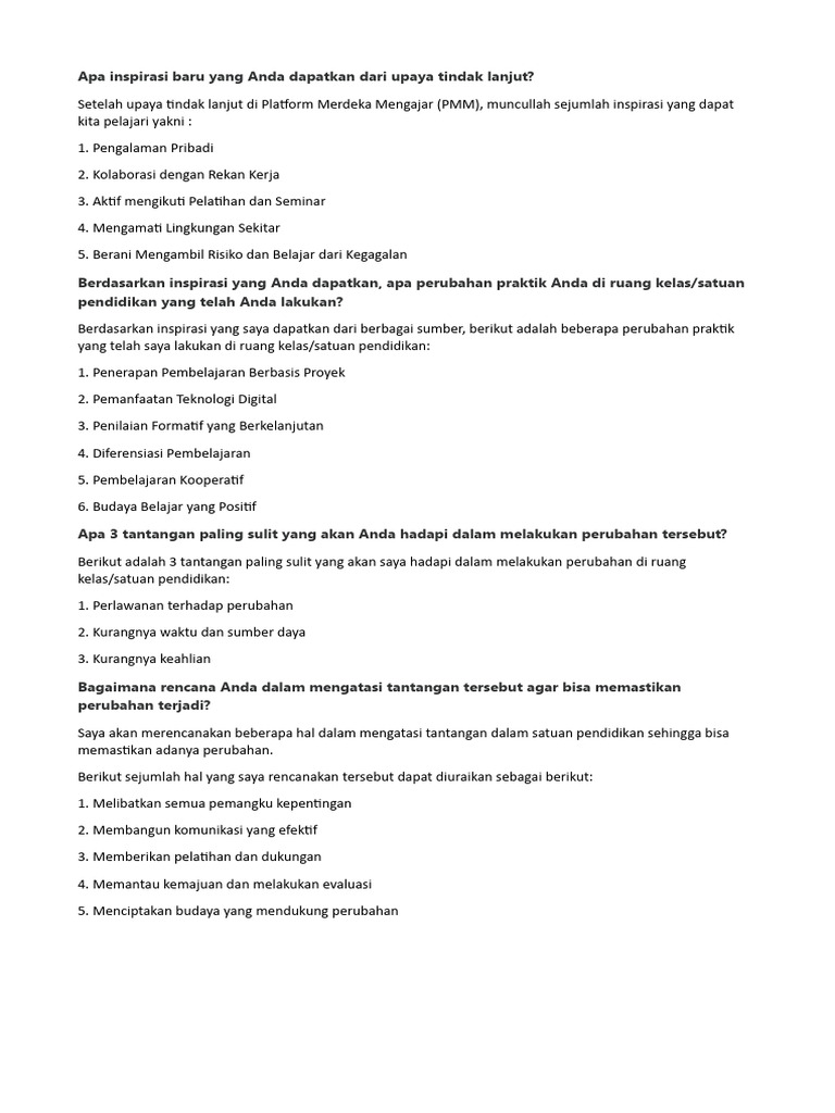 Refleksi RTL PMM 2024 - SMTR 1 | PDF