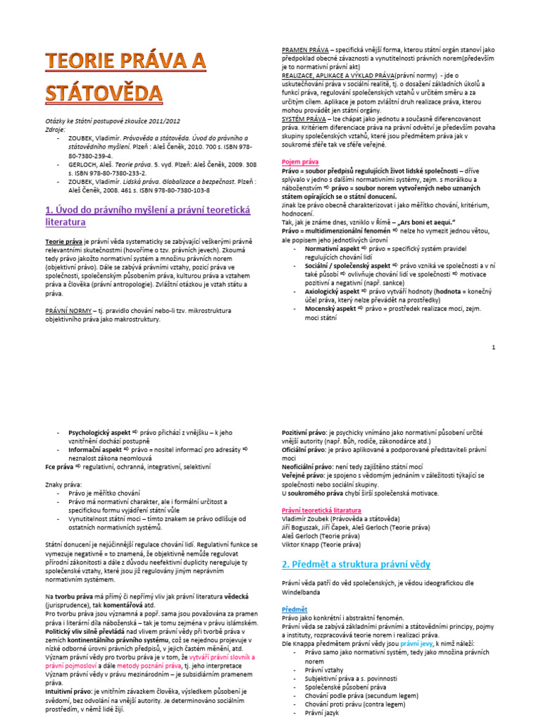 TEORIE PRAVA V PDF Pro Slecnu Frolikovou | PDF