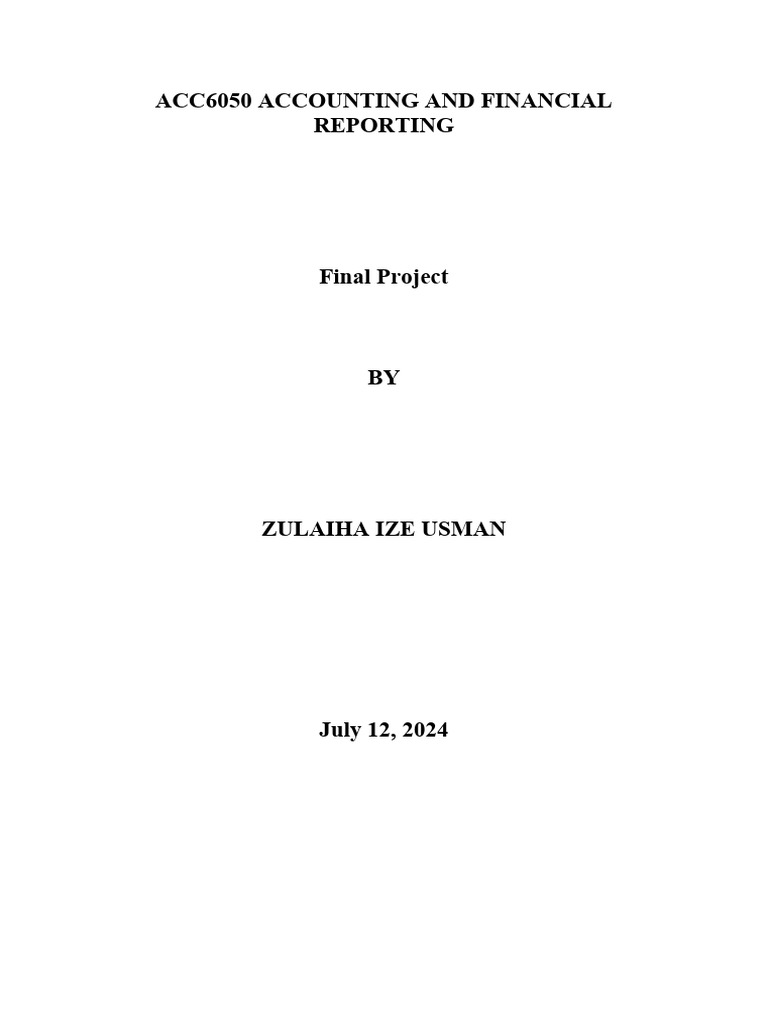 Acc6050 Final Project PDF Equity Finance Revenue