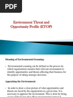 Environmental Threat Opportunity Profile - ETOP | PDF | Swot Analysis | Business