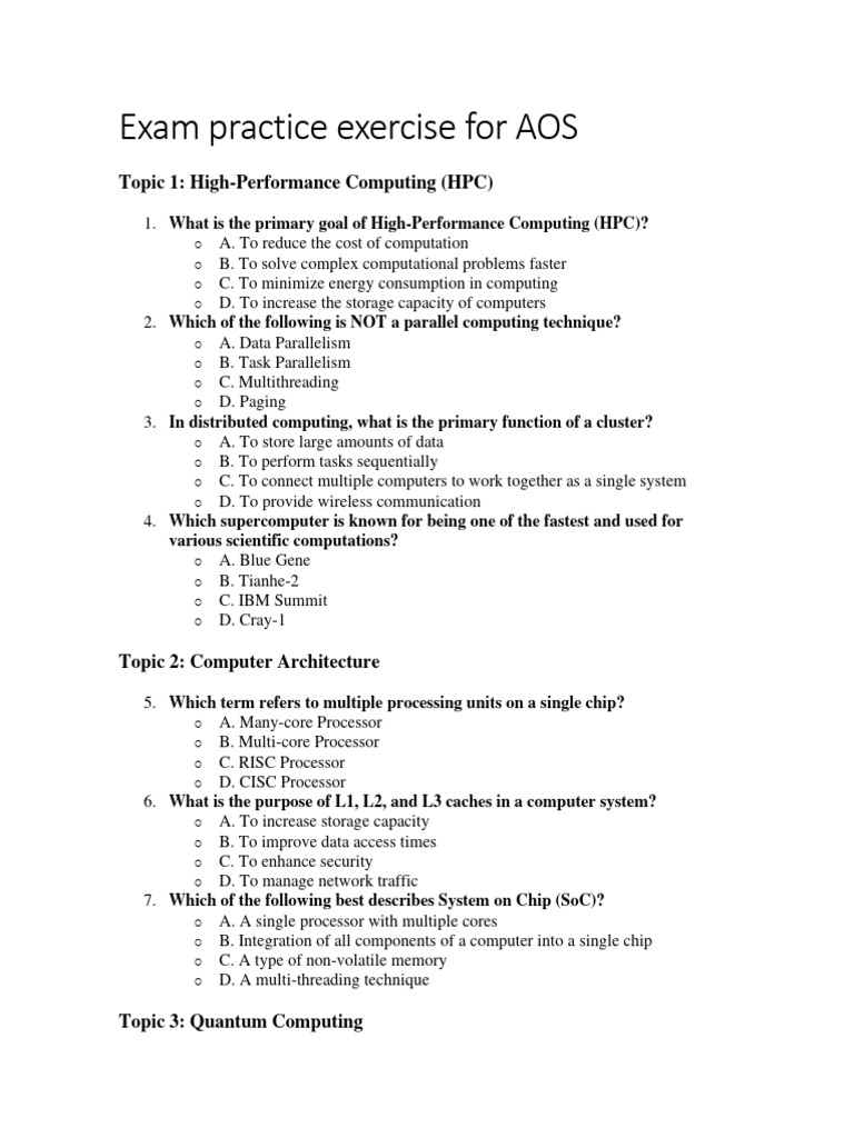 Exam Practice Exercise For AOS | PDF | Central Processing Unit ...