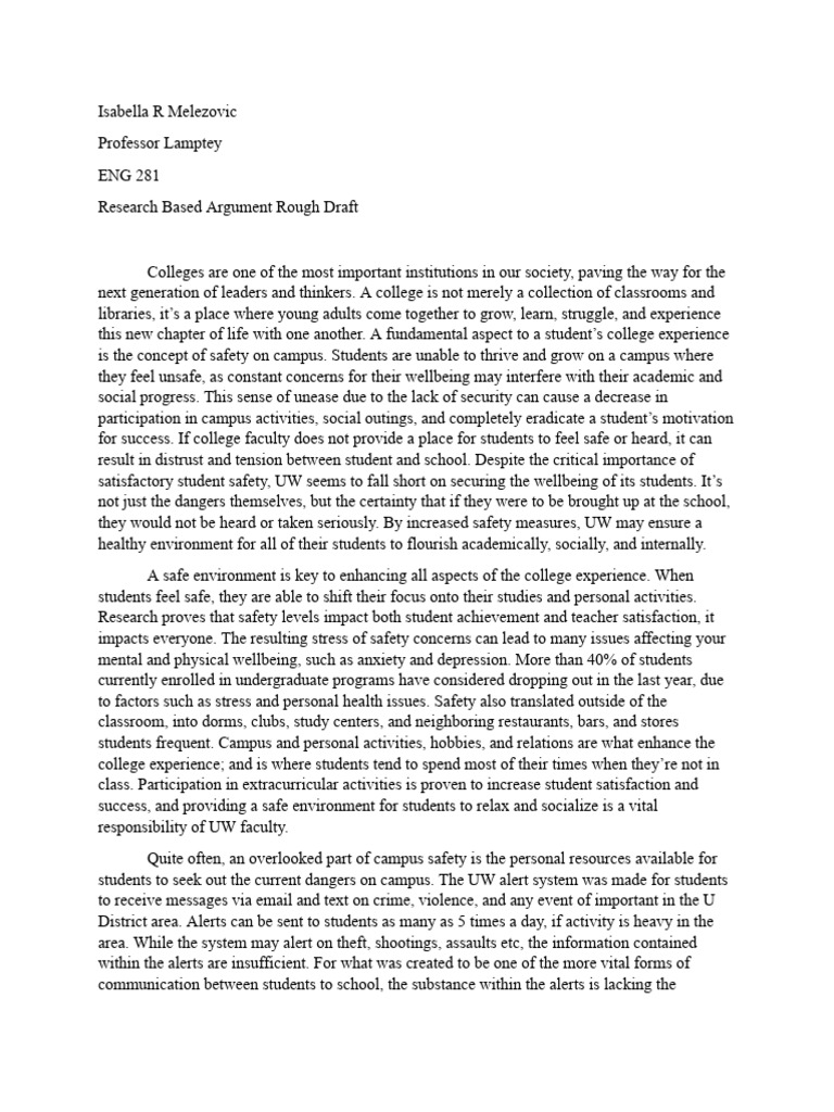 Research Based Argument Rough Draft | PDF | Title Ix | Rape