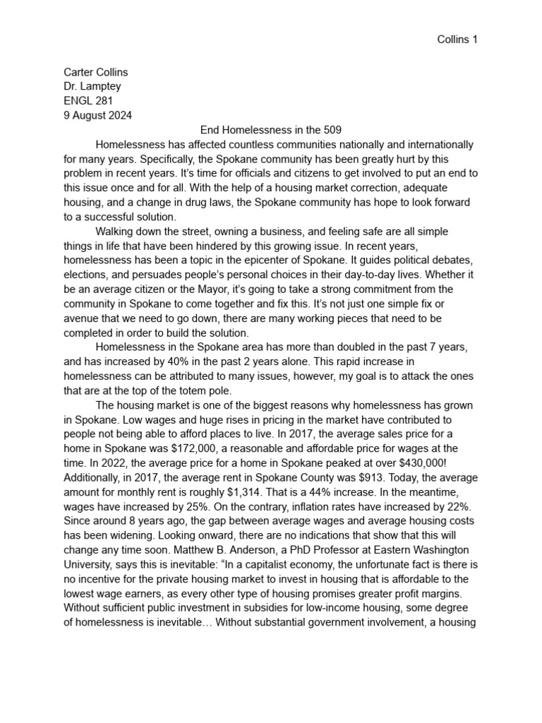 Research-Based Argument Rough Draft - Carter Collins | PDF | Subsidy ...