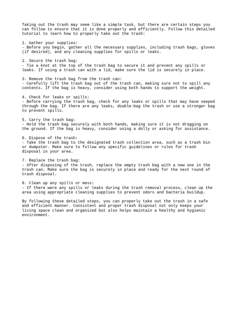 How to Properly Take Out the Trash | PDF