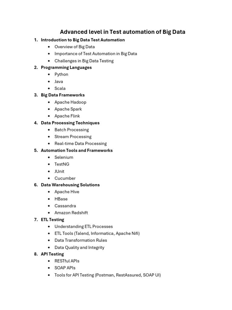 Big Data Test Automation Overview | PDF | Big Data | Cloud Computing
