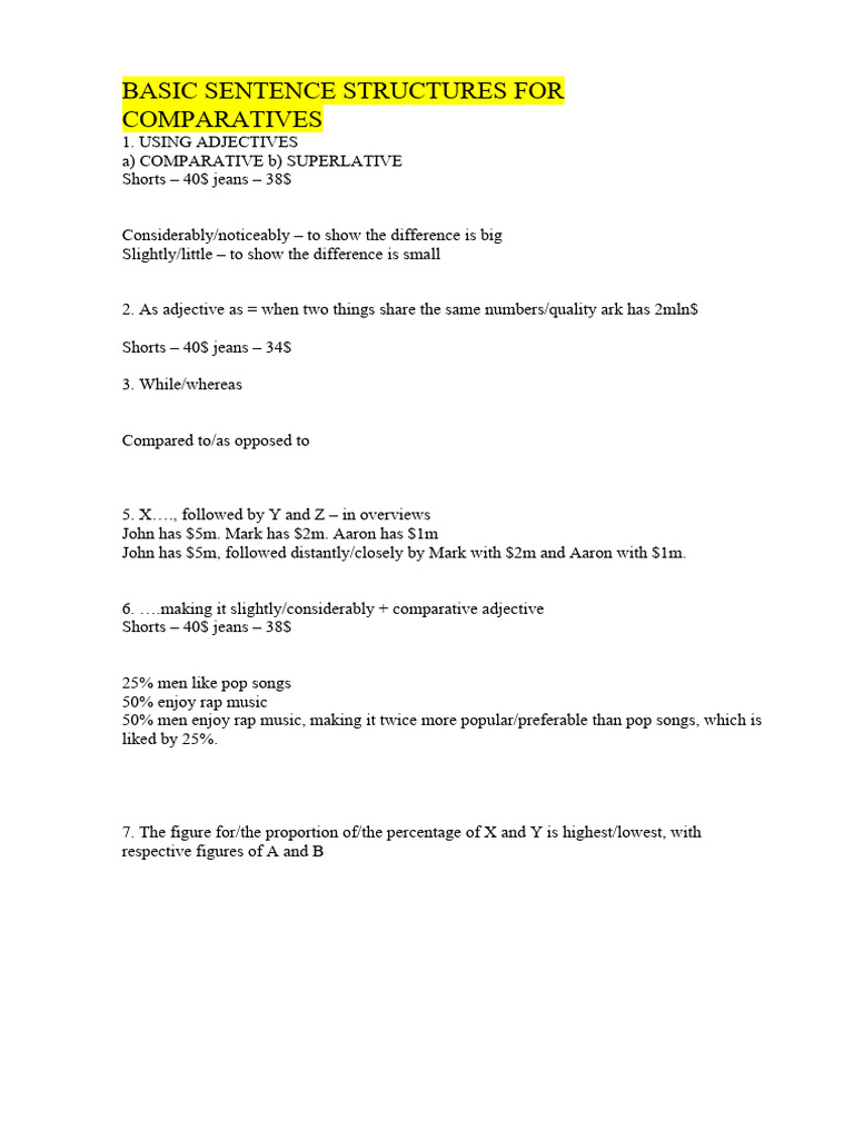 Basic Sentence Structures For | PDF