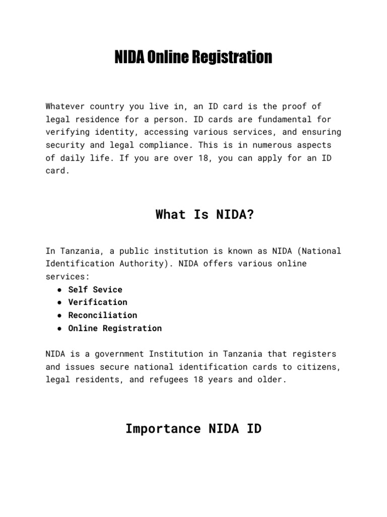 NIDA Online Registration | PDF