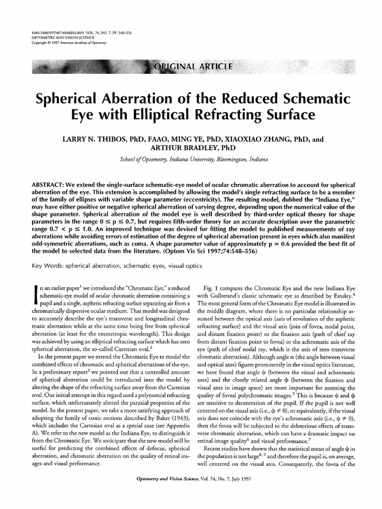 1997 Thibos Cartesian Ovals Spherical Aberration | PDF