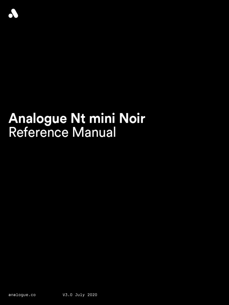 Analogue NT Mini Noir Reference Manual | PDF | Display Resolution | Rgb ...
