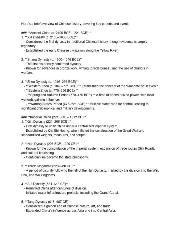 Notes For China History | PDF | History Of China | China