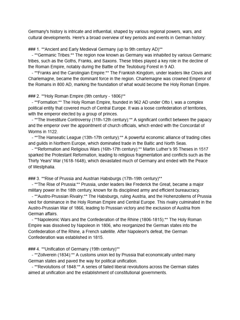 notes for country of German history | PDF | Kingdom Of Prussia | German ...