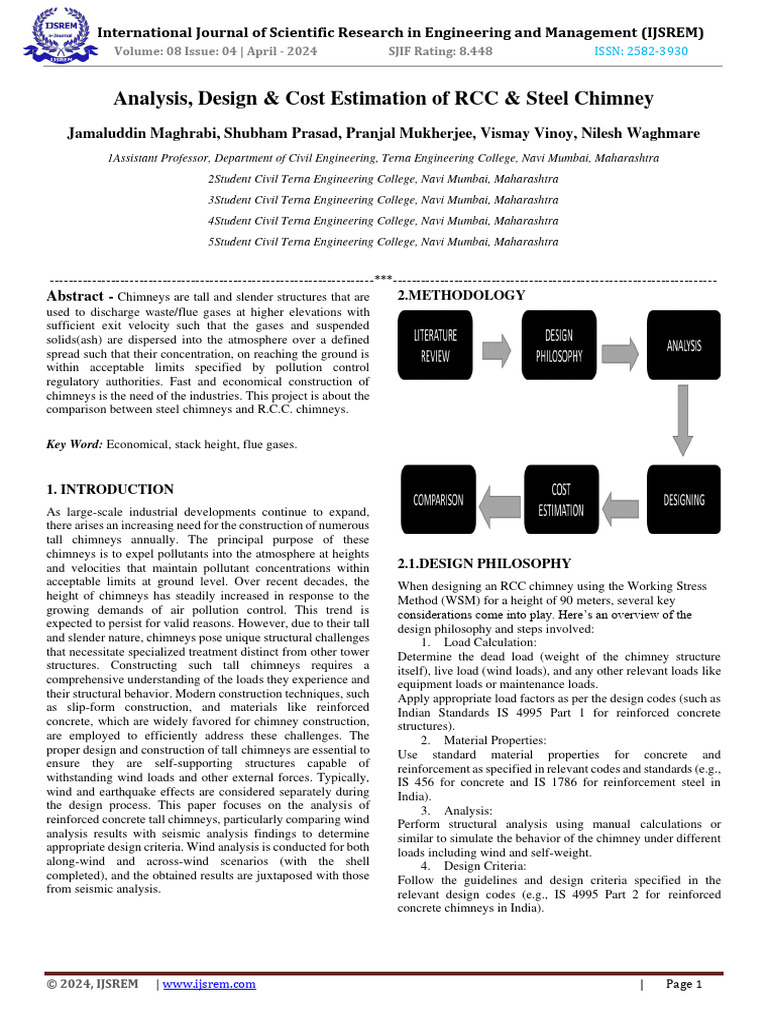 Analysis, Design & Cost Estimation of RCC & Steel Chimney | PDF ...