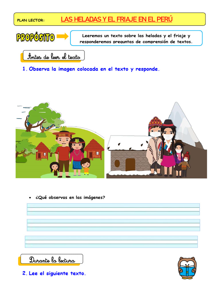 U5 S1 Ficha D4 Plan Lector Las Heladas y El Friaje en El Peru | PDF | Perú | Herida