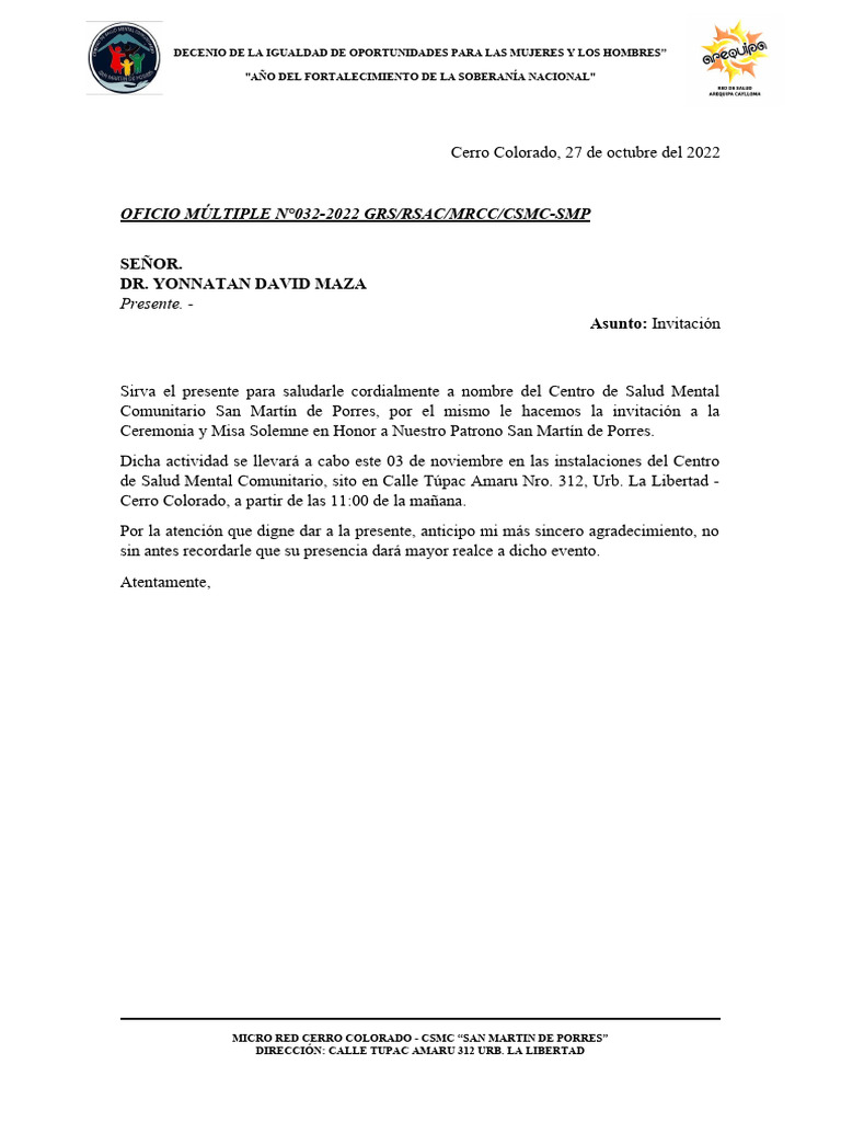 Oficio de Invitación DR Maza | PDF | Ciencias sociales | Derecho