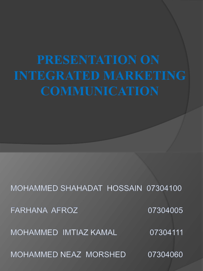 Presentation IMC Brand MKTG | PDF | Marketing Communications | Advertising
