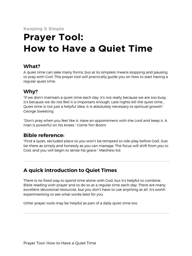 Essential Guide to Daily Quiet Time | PDF | Prayer | Lord's Prayer