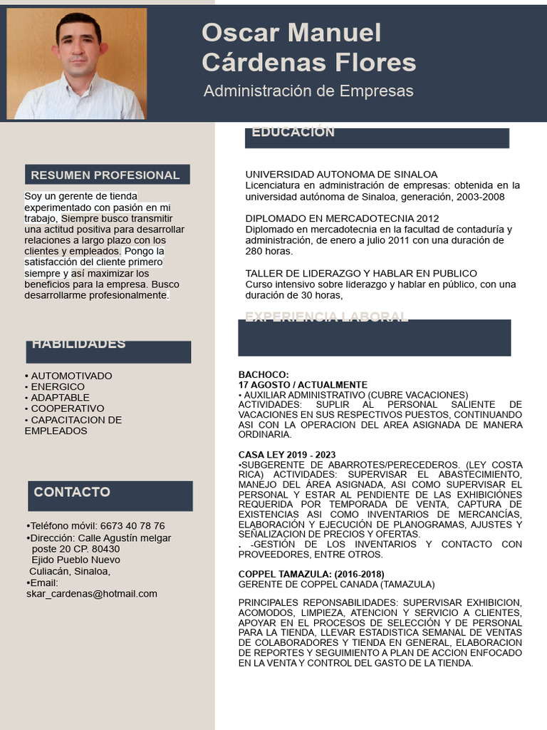 CV Oscar Cardenas | PDF | Negocios económicos | Economias