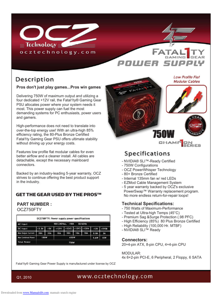 fatality_750w__datasheet | PDF | Computer Hardware | Electronics