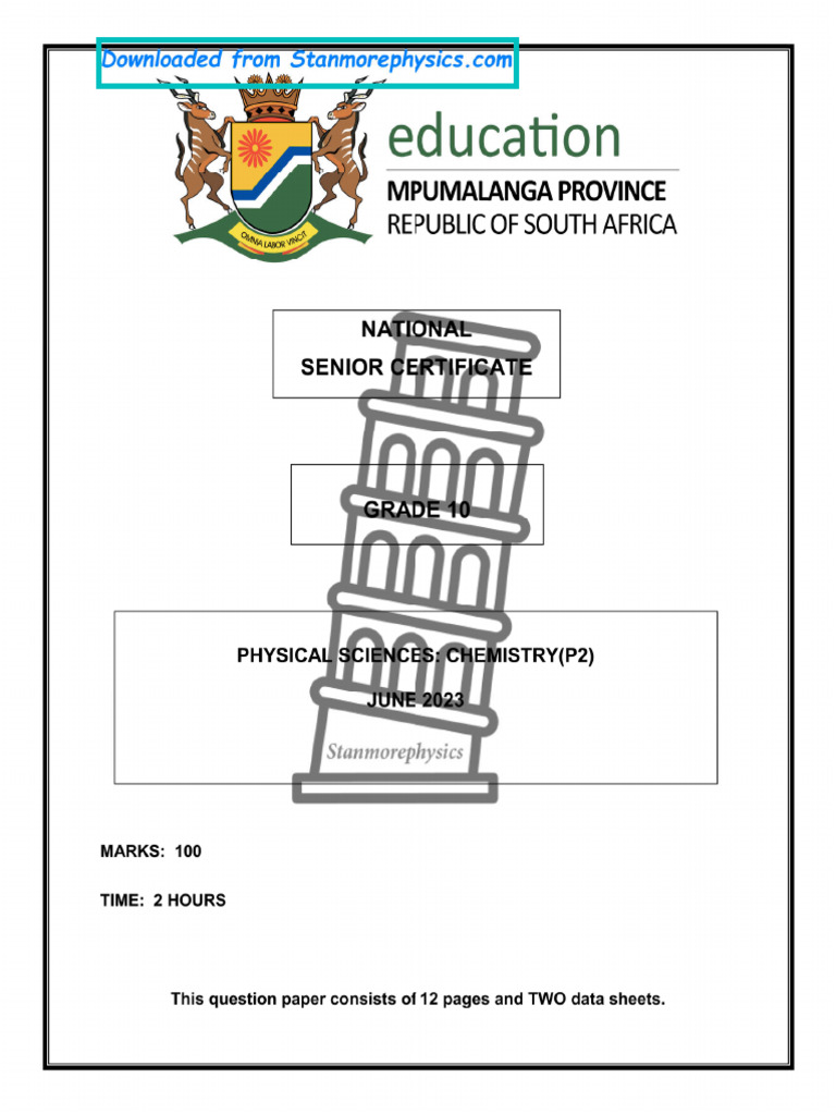 MP Physical Science Grade 10 June 2023 P2 and Memo | PDF