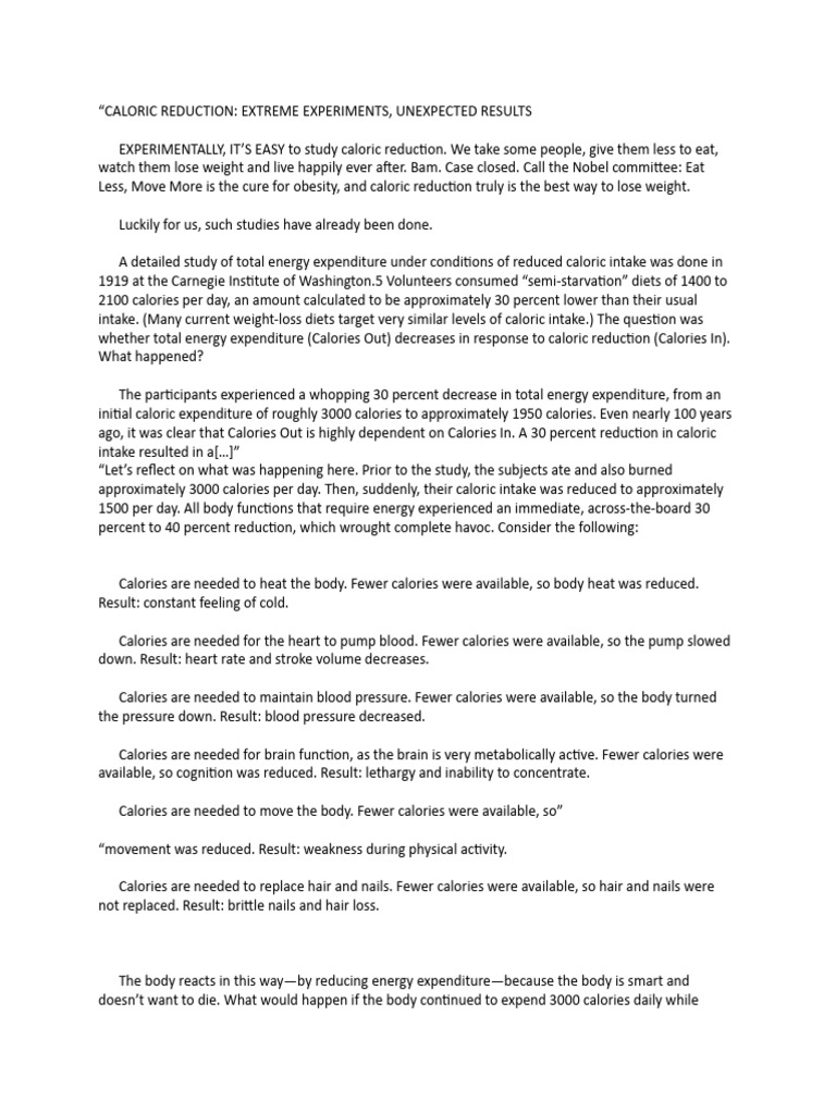 Calorie reduction | PDF | Calorie | Weight Loss