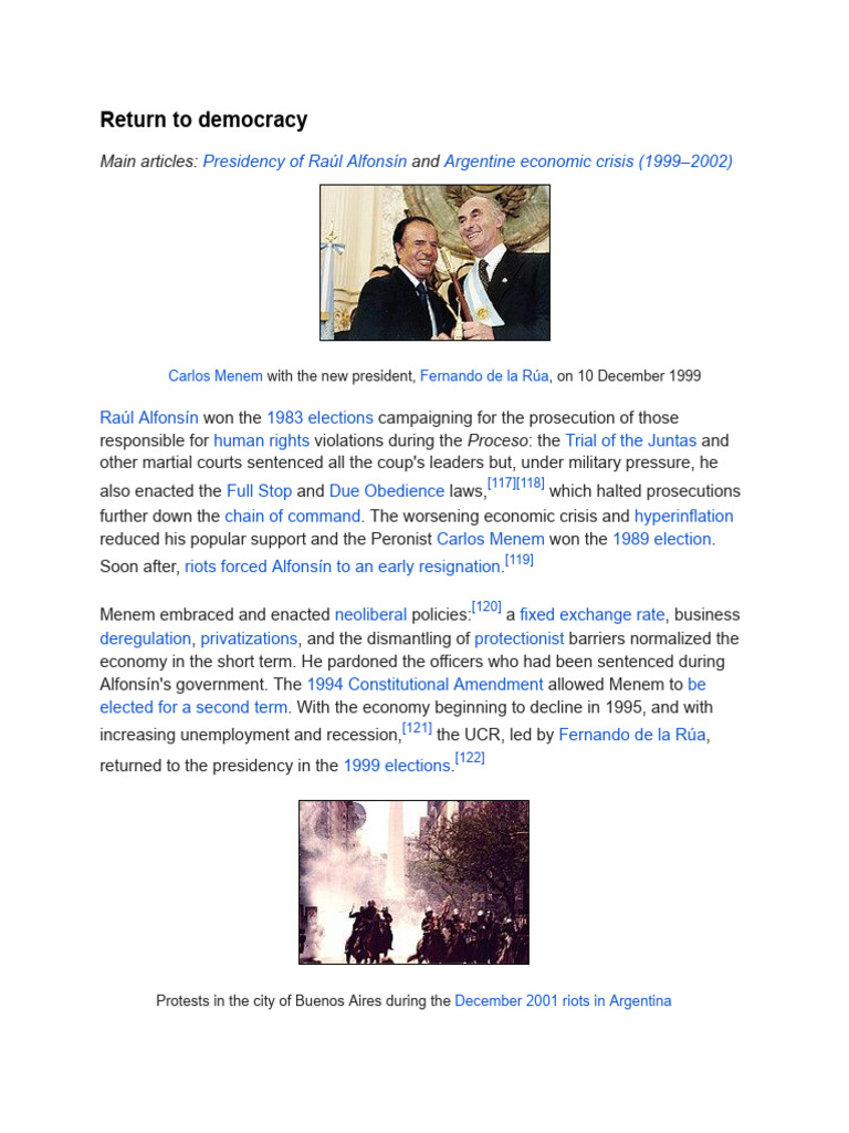 Return To Democracy | PDF | Argentina | Economies