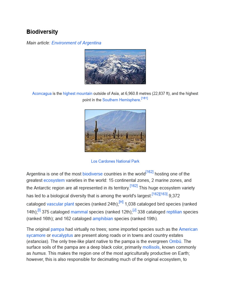 Biodiversity Pdf Argentina Earth Sciences