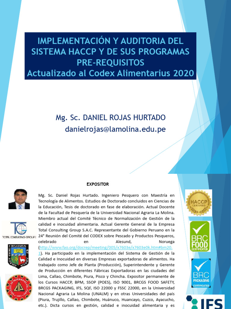 Implementación Y Auditoria Del Sistema Haccp Y de Sus Programas Pre-Requisitos Actualizado Al ...