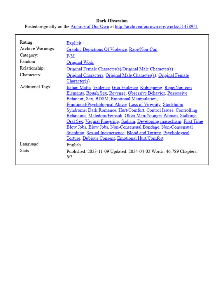 Dark Obsession | PDF | Bdsm | Sadomasochism