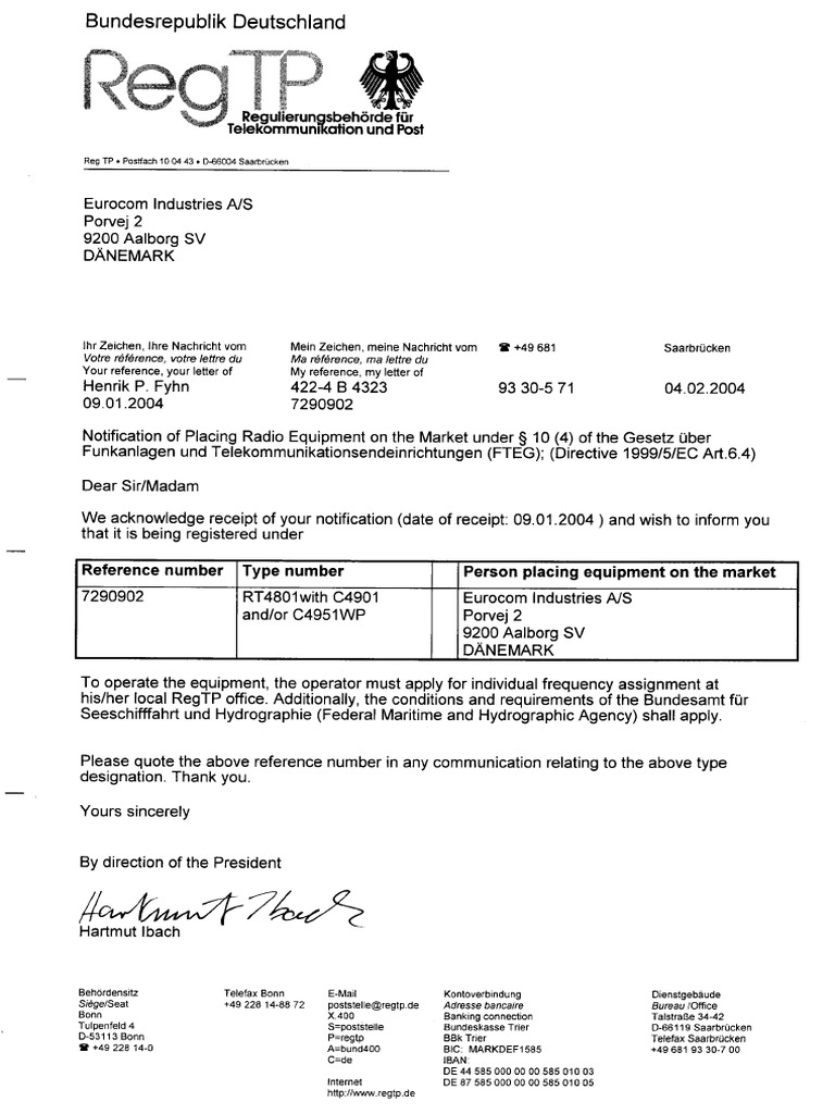 RT4801 DSC Certificate RegTP | PDF