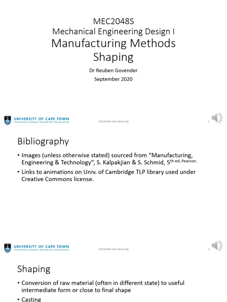 L02a - Shaping - Casting Slides | PDF | Casting | Building Engineering