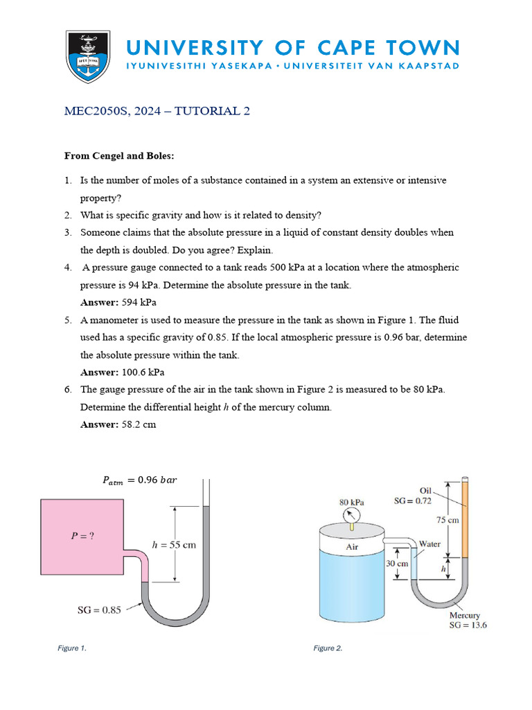 MEC2050S 2024 Tutorial 2 Solutions | PDF | Teaching Methods & Materials