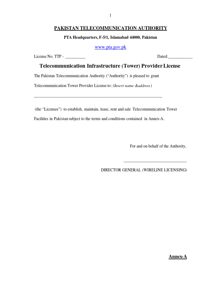 Tower License | PDF | License | Telecommunications