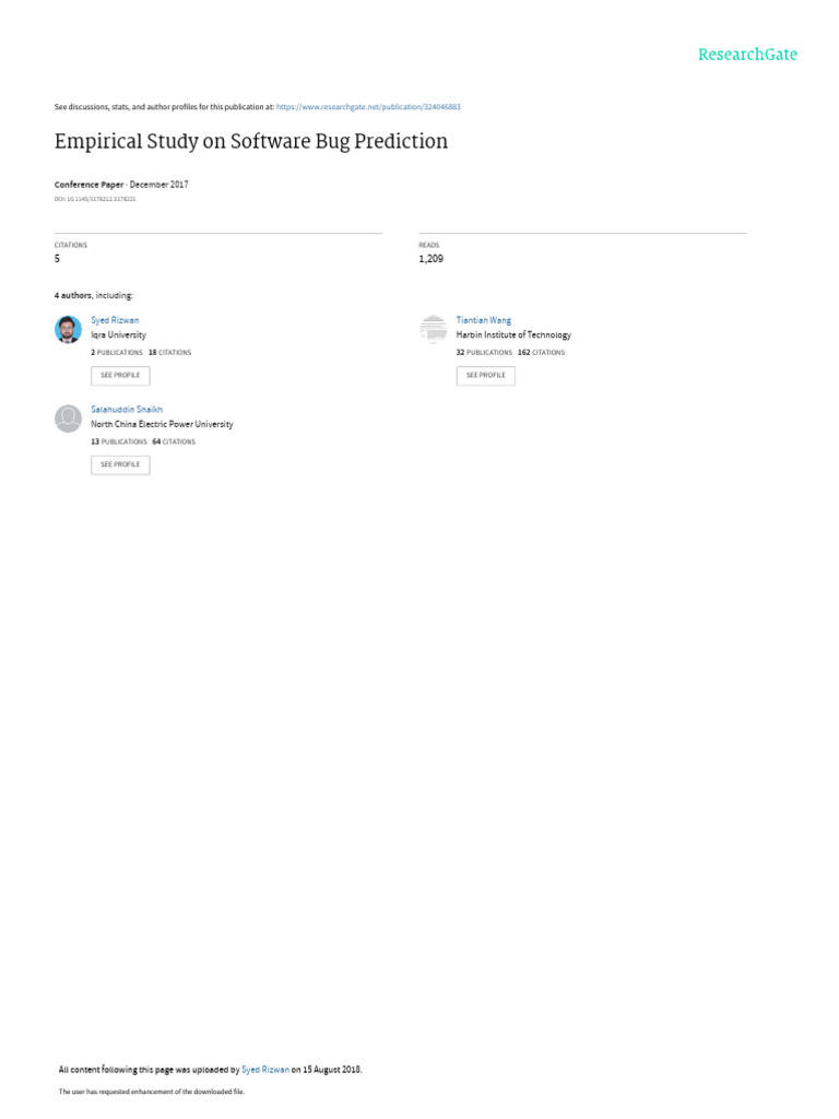 Empirical Study on Bug Prediction | PDF | Statistical Classification | Receiver Operating ...