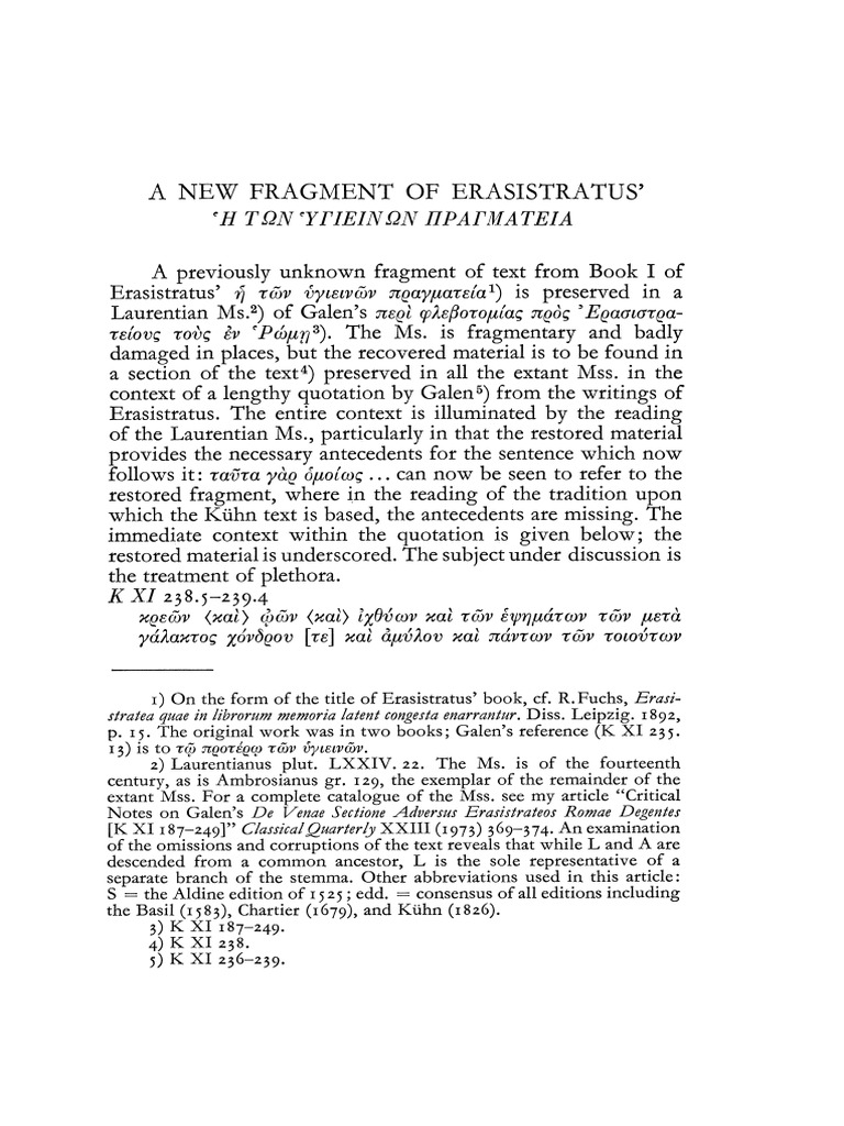 Kotrc - A NEW FRAGMENT OF ERASISTRATUS | PDF | Foods