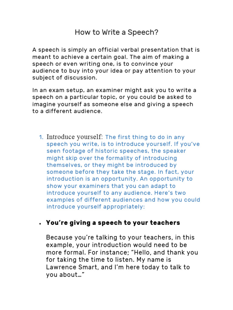 How To Write A Speech | PDF | Speech | Phrase