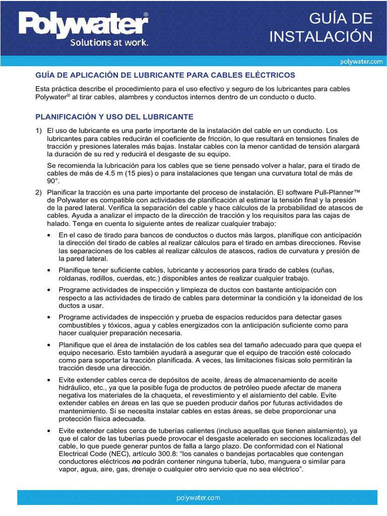 Lubricant Installation Guide Electrical Cable Pulling - Update - Spa M9 ...