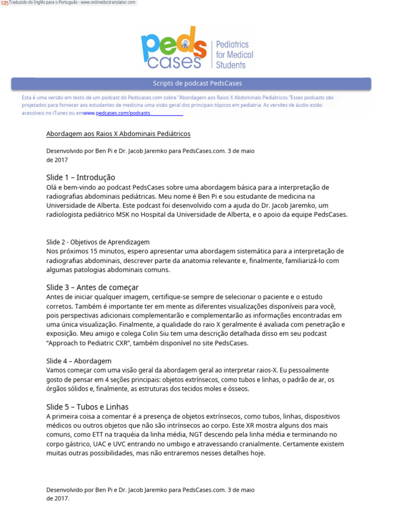 Approach To Pediatric Abdominal X-Rays Script - En.pt | PDF | Corpo ...