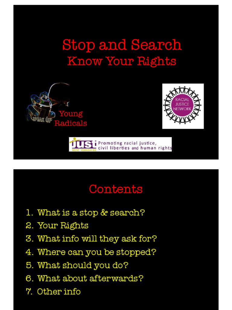 Stop and Search: Know Your Rights | Police | Law Enforcement