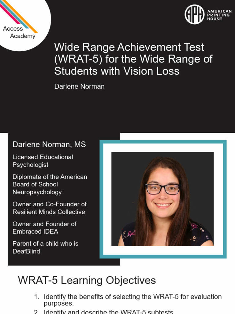 Wide Range Achievement Test WRAT 5 For The Wide Range of Students With ...