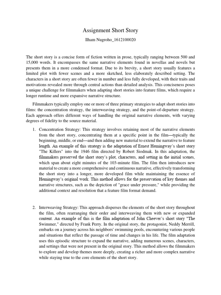 Assignment Short Story - Ilham Nugroho - 1612100020 - Sastra Inggris ...