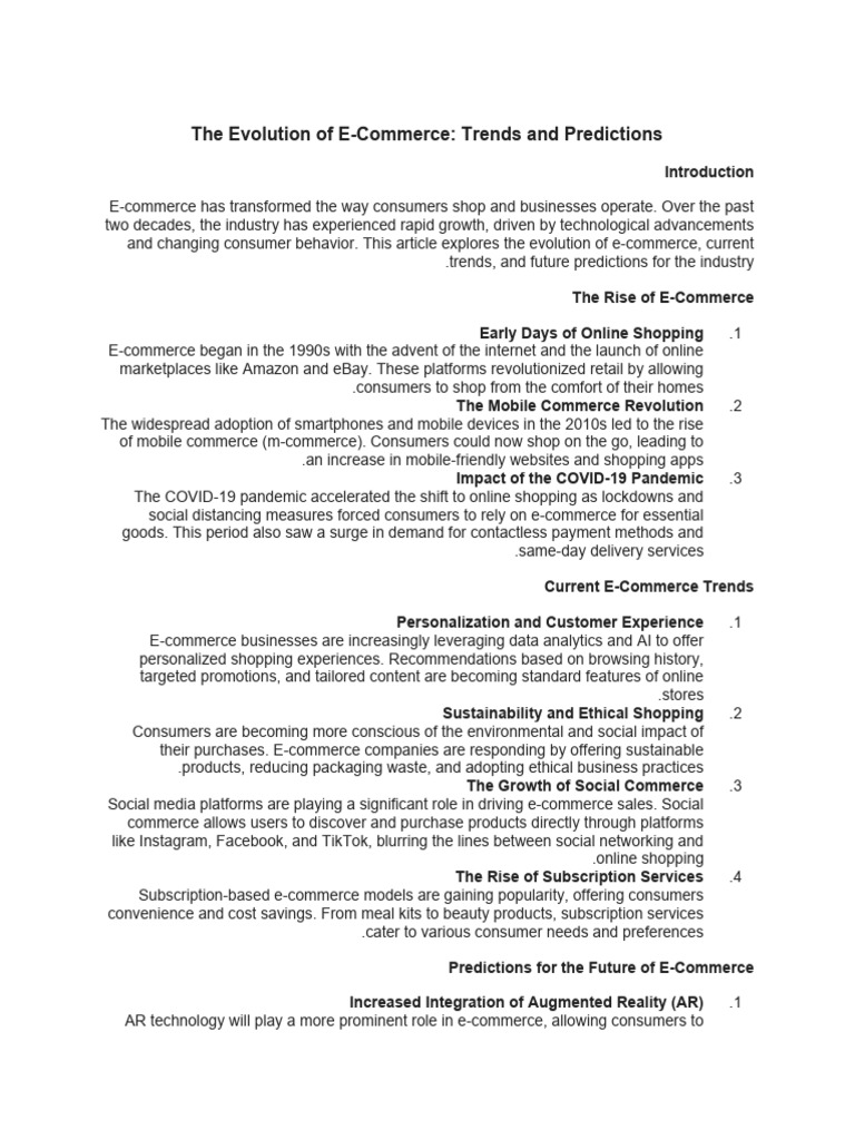 The Evolution of E-Commerce_ Trends and Predictions | PDF | E Commerce | Online Shopping