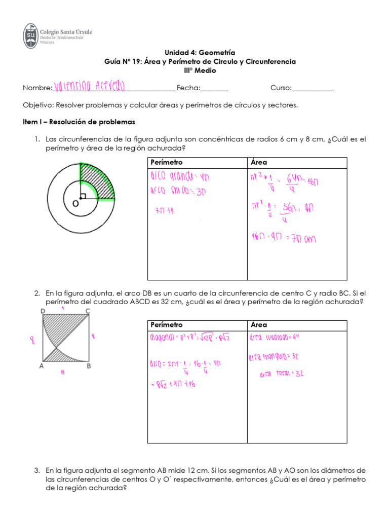 Guia 19-Área y Perímetro | PDF | Triángulo | Formas geométricas