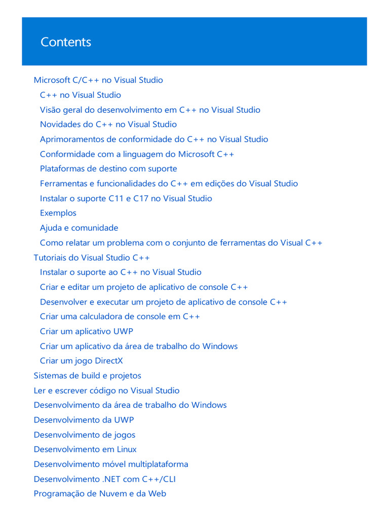 Documentação Visual Studio | PDF | C ++ | C (linguagem de programação)