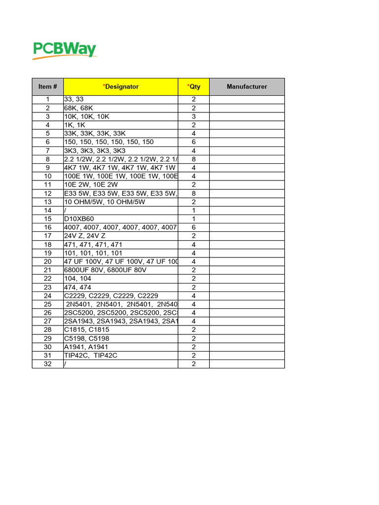 400 Watts Stereo Audio Amplifier Board DIY 2SC5200+2SA1943 - BOM - PCBWay - PCBWay Community ...