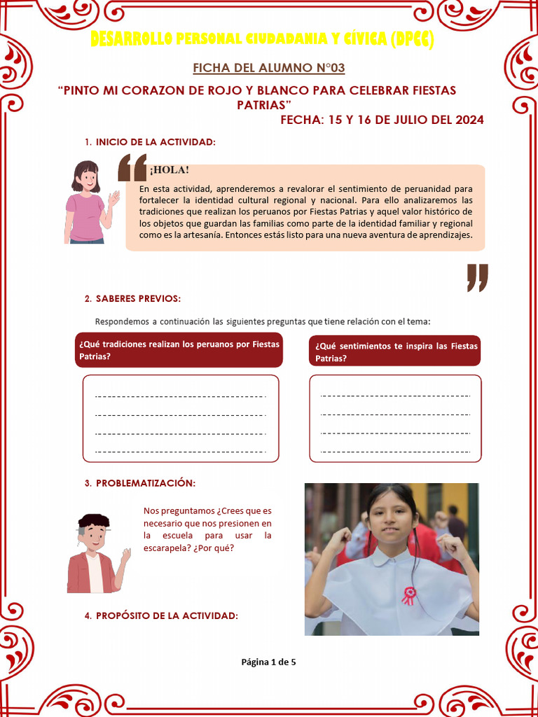 DPCC 3° - Ficha Del Alumno 03 15 y 16 D3e Julio Del 2024 | PDF | Perú