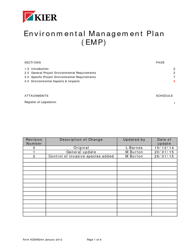 Environmental Management Plan (EMP) | PDF | Road | Waste